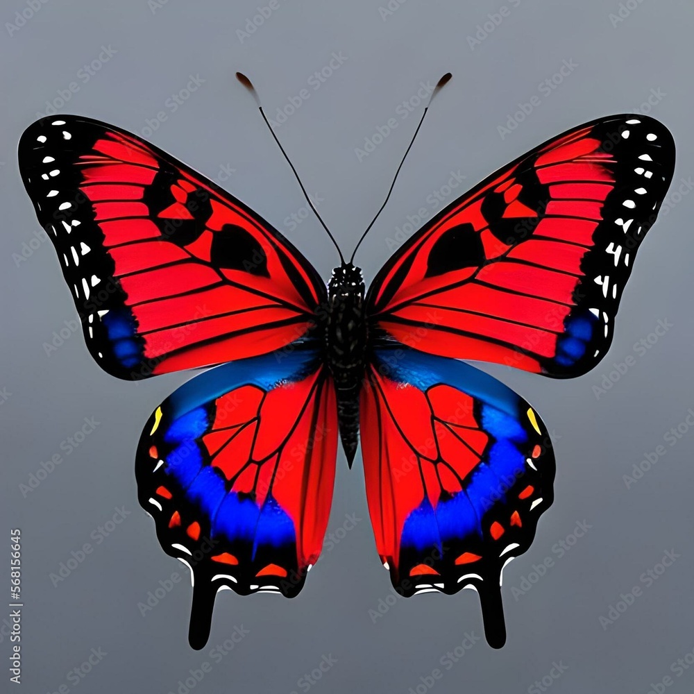 Blue and red butterfly Stock Illustration | Adobe Stock
