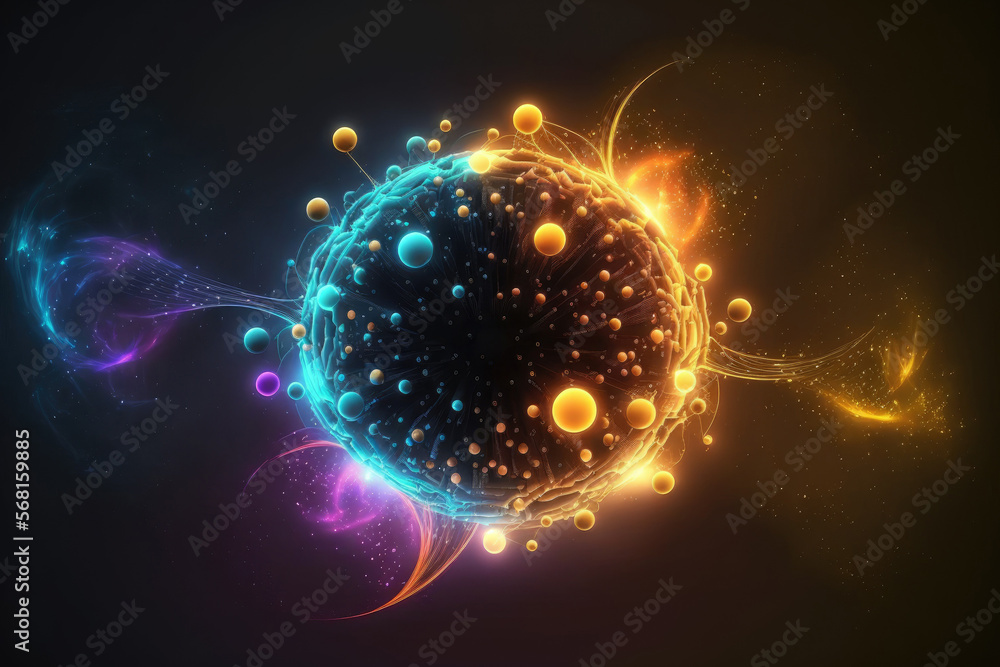 futuristic space particles with an energy structure that is brilliant ...