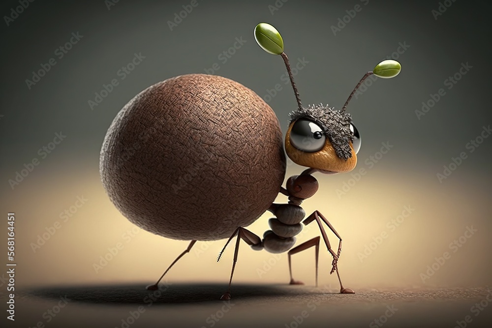 a cartoon anteater with a big egg on its back and a leaf sticking out ...