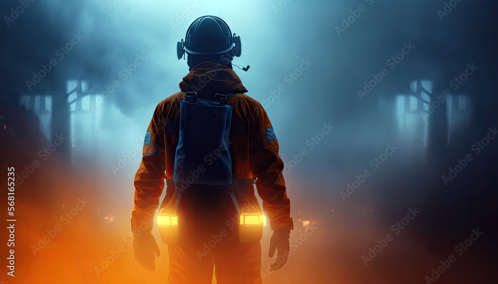 Safety profession construction , fireman wearing safety uniform from ...