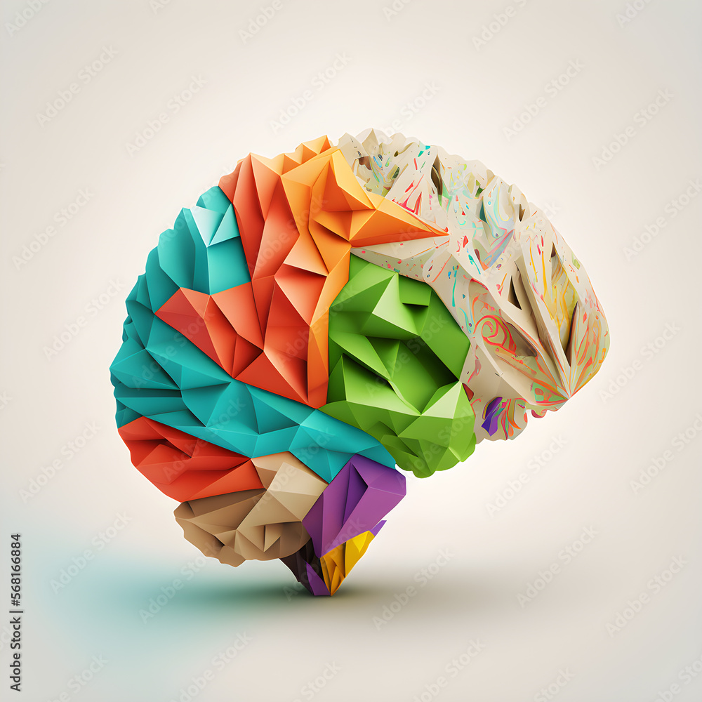 Papercut Origami Brain Areas Illustration. Flat Quilled Neurons Medical ...