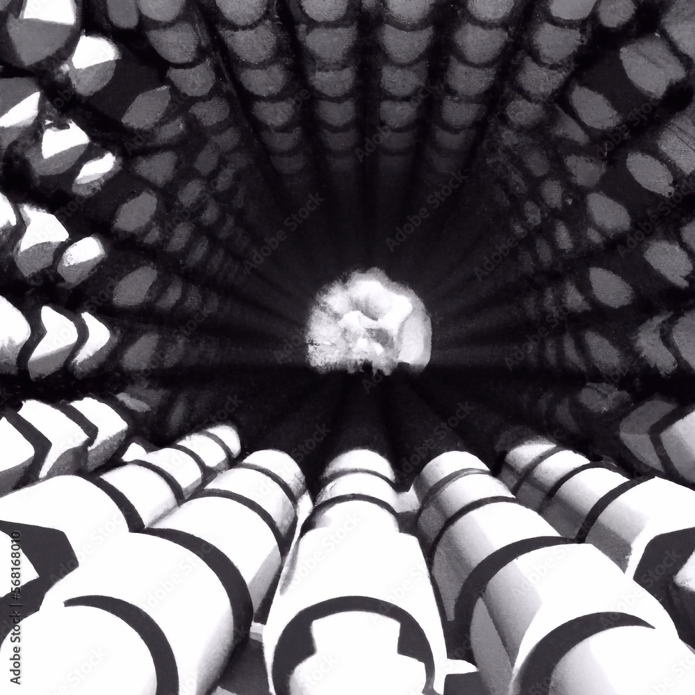 Bullets in the Tunel. Black and white Illustration of object Circle ...