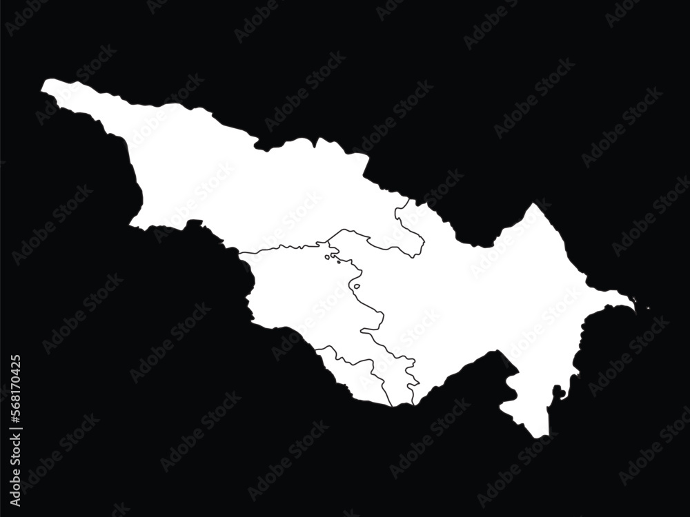 White map of Caucasus countries on black background Stock Vector ...