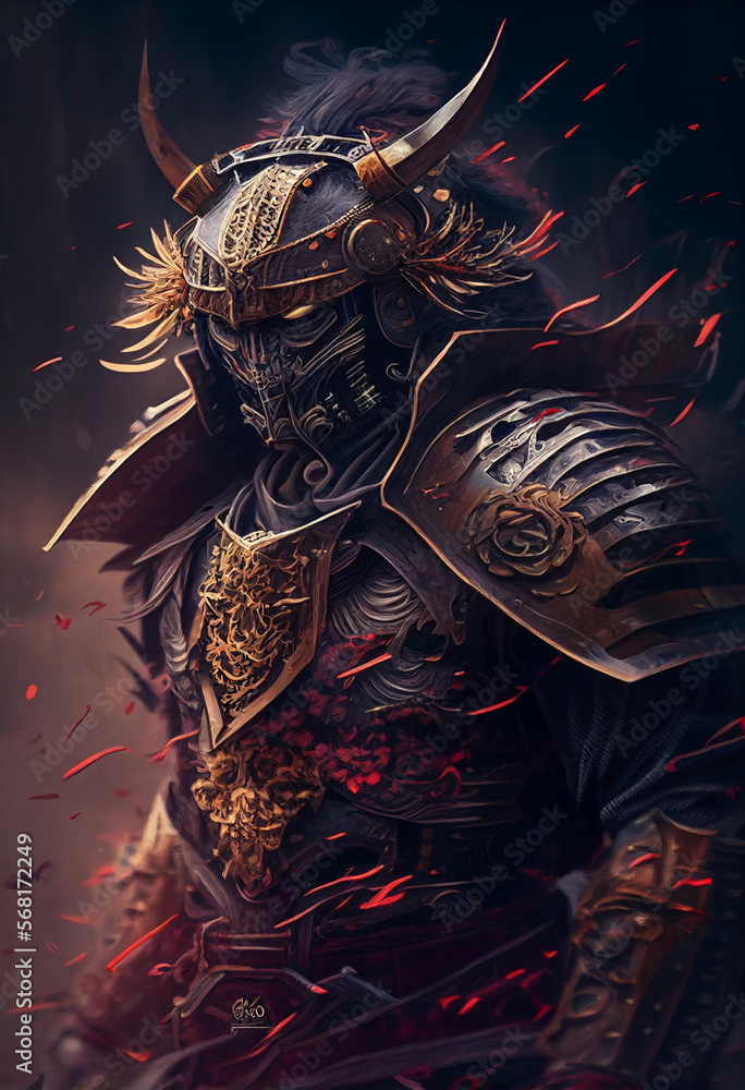 AI Ancient Samurai ready for battle to kill Japanese demons. Perfect ...