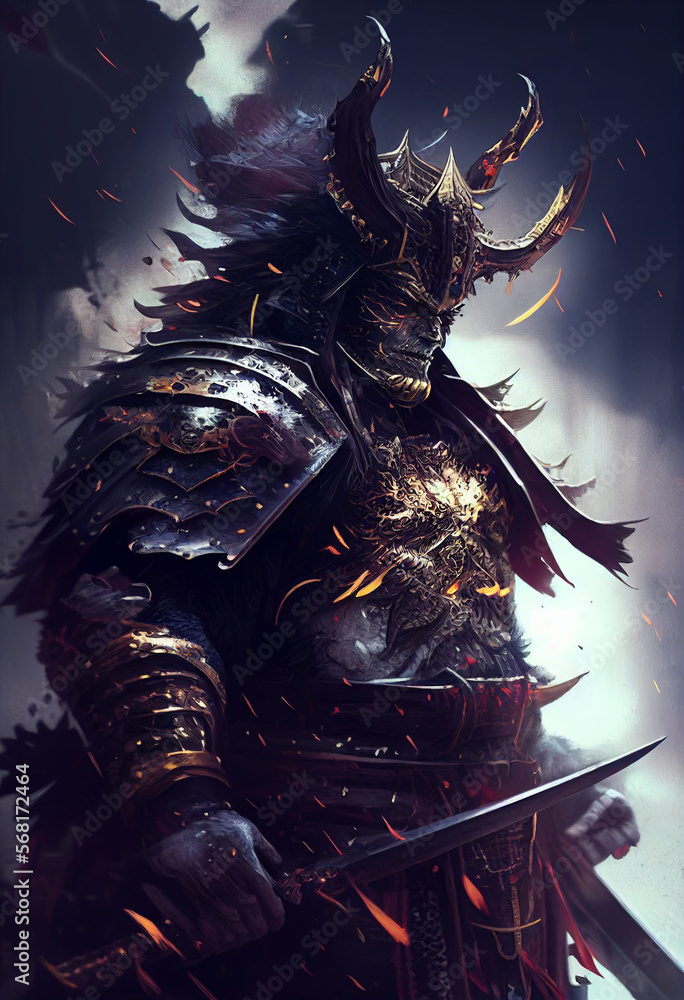 AI Ancient Samurai ready for battle to kill Japanese demons. Perfect ...