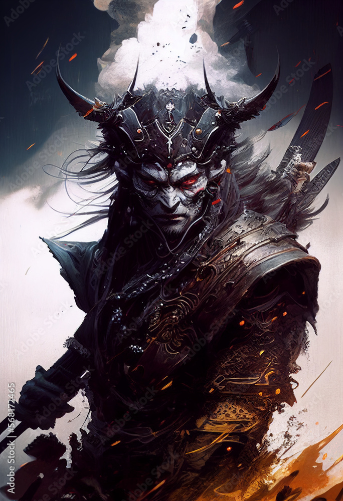 AI Ancient Samurai ready for battle to kill Japanese demons. Perfect ...