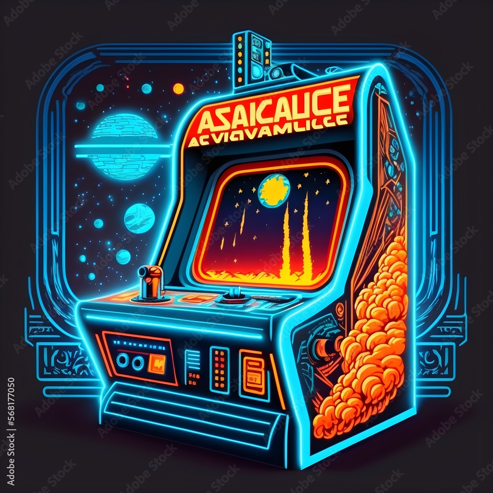 wonderful vintage arcade videogame machine spaceship shape starwars ...