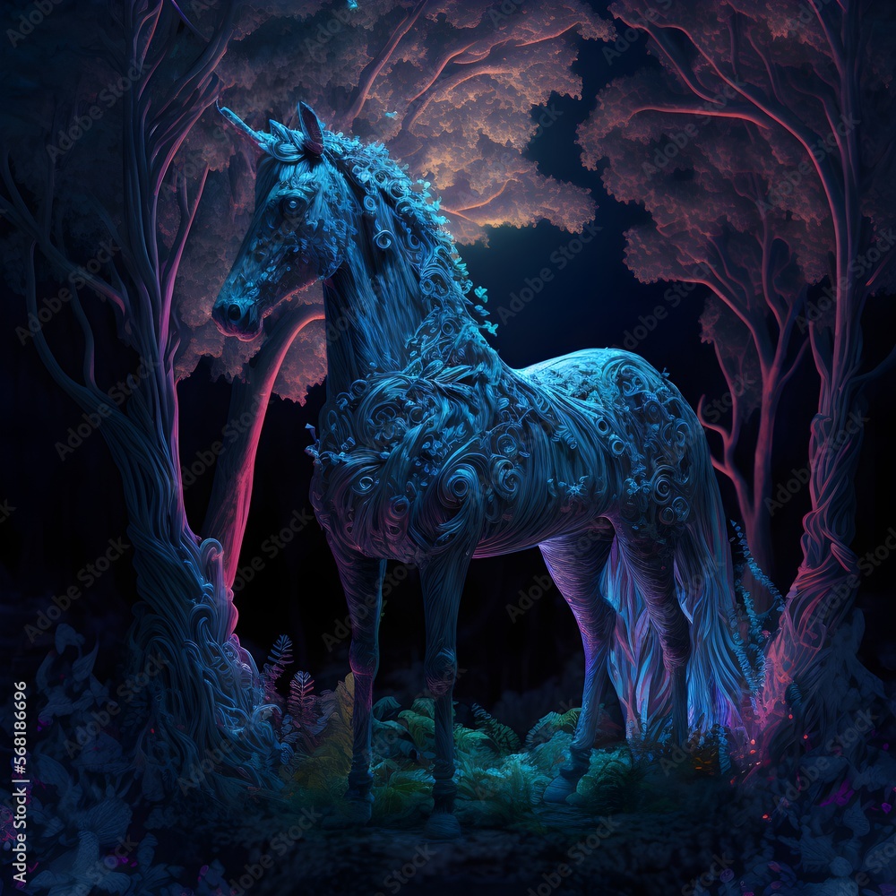 a centaur in a fairytale forest at night moonlight magical surreal ...