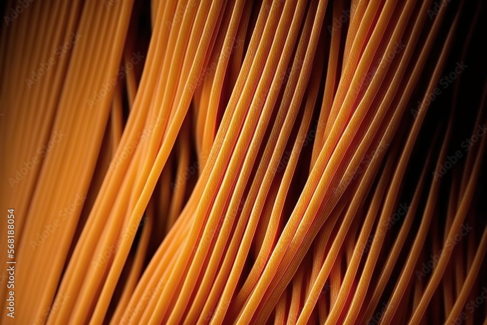 a close up of a bunch of orange pasta noodles on a black background ...