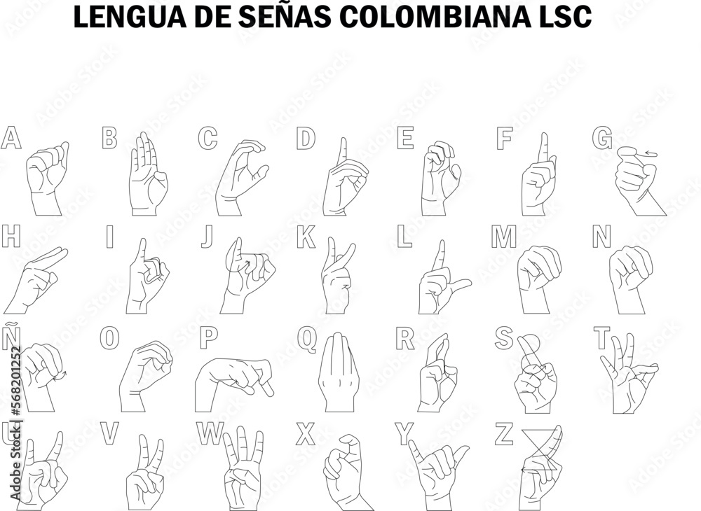 Lengua de Señas Colombia (LSC) / Colombian Sign Language / Vector Stock ...
