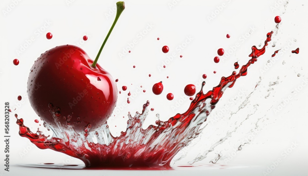 Big cherry, falling into a red-colored liquid. Creato con AI Stock ...