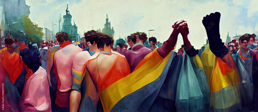 3D rendered artistic scene from LGBTQ+ pride parade, ai generated ...