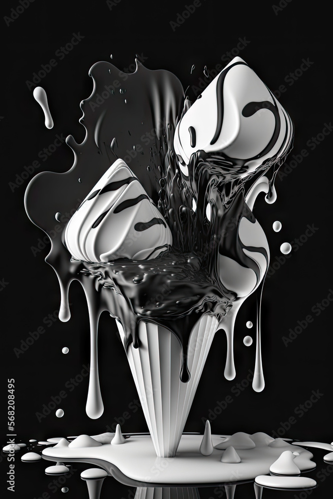 Abstract Ice Cream, Black and white, abstract art, art, ai art, digital ...