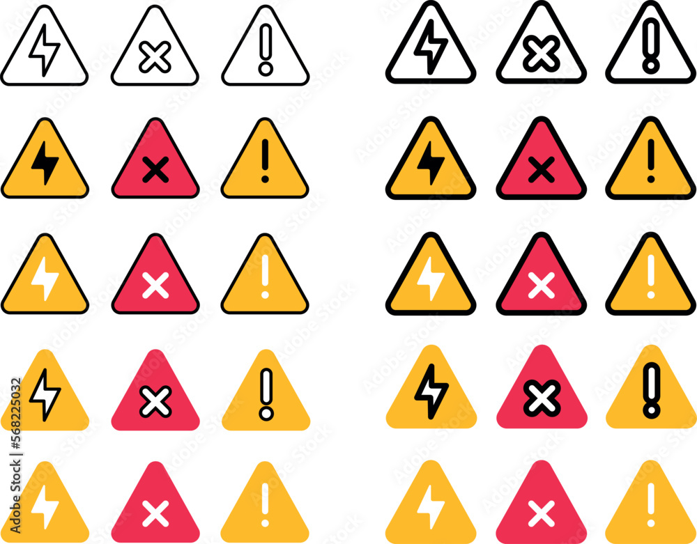 Caution signs. Warning signs. Symbols danger. Exclamation marks ...