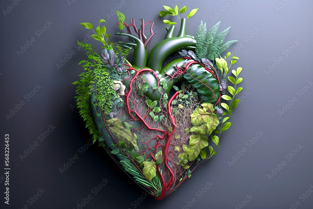 Real heart made of green plants. Heart made of plants, ecology concept ...