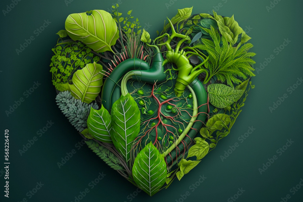 Heart made of green plants. Heart made of plants, ecology concept, love ...