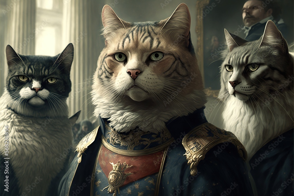 portrait of a cat dictator general. Created with Generative AI ...