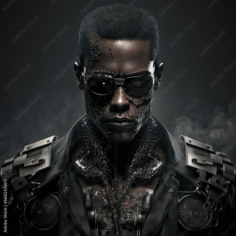 Black Evil Character, Terminator, generative ai Stock Illustration ...