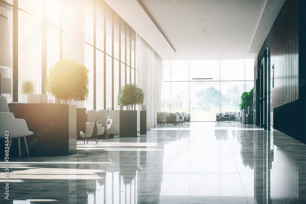 All White Hotel Lobby