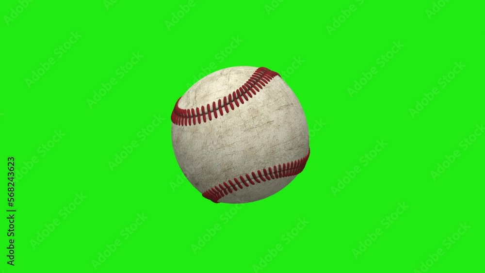 Worn baseball roll in and rotate green screen Stock Video | Adobe Stock