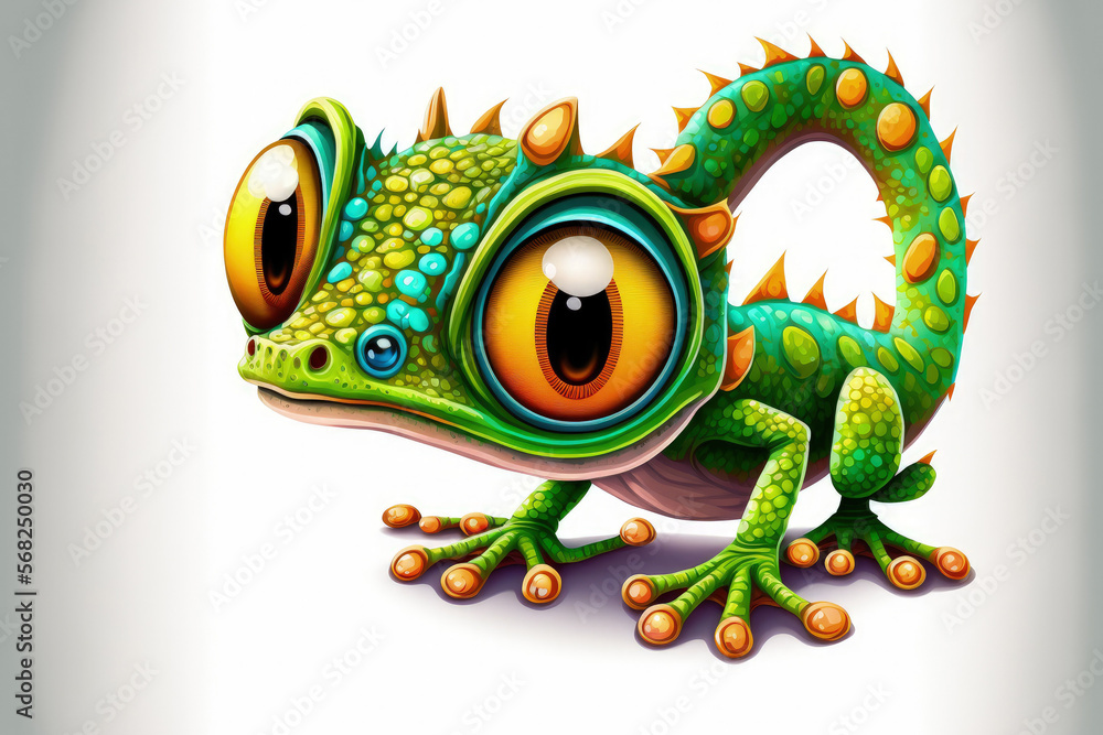 Detailed Gecko Header. isolated white background with an eye gecko ...