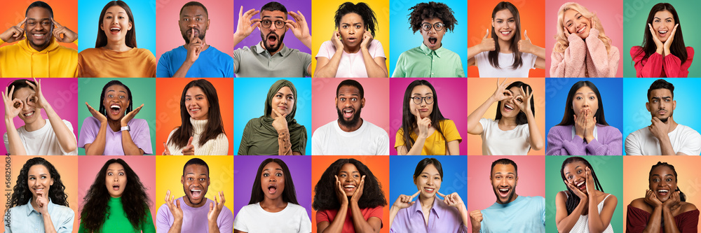 People Of Different Age And Ethnicity Grimacing And Gesturing Over ...