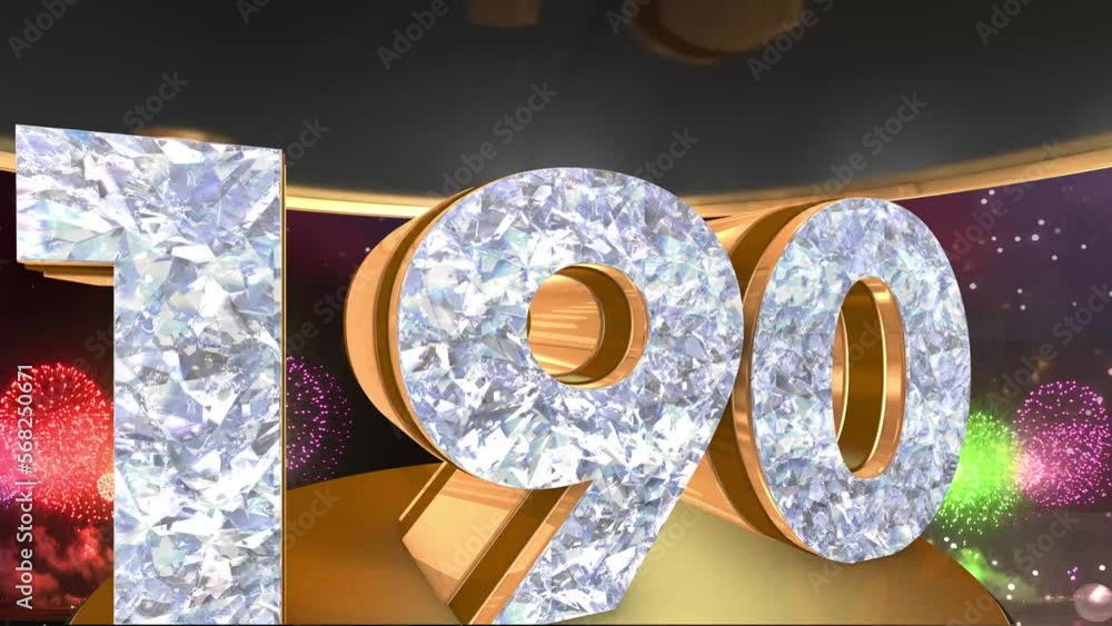 190th anniversary animation in gold and diamonds with fireworks ...