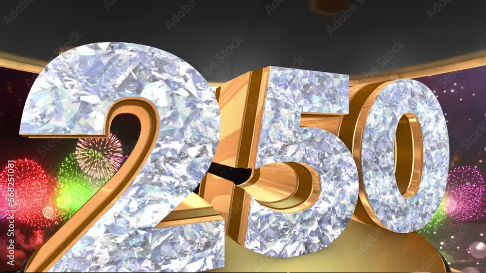 250th anniversary animation in gold and diamonds with fireworks ...