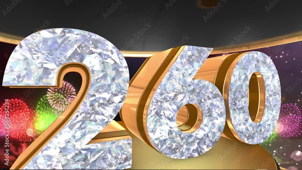260th anniversary animation in gold and diamonds with fireworks ...