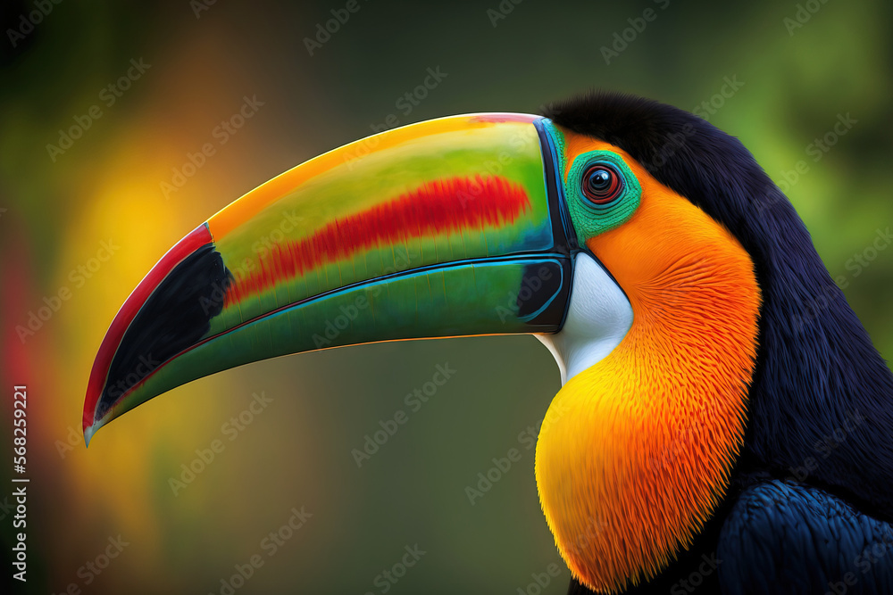 Keel billed Ramphastos sulfuratus, a huge, colorful toucan from the ...
