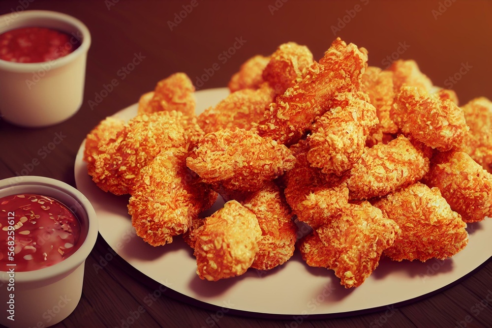 fried chicken nuggets. Chicken pops, also known as chicken popcorn with ...