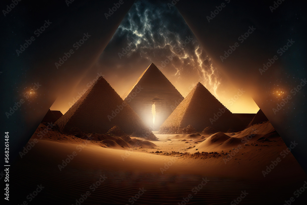 Egyptian pyramids are present in this future desert environment at ...