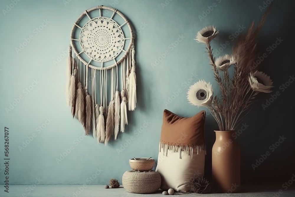 Stylish Boho Background with Simple Flat Minimalistic Muted Tone and ...