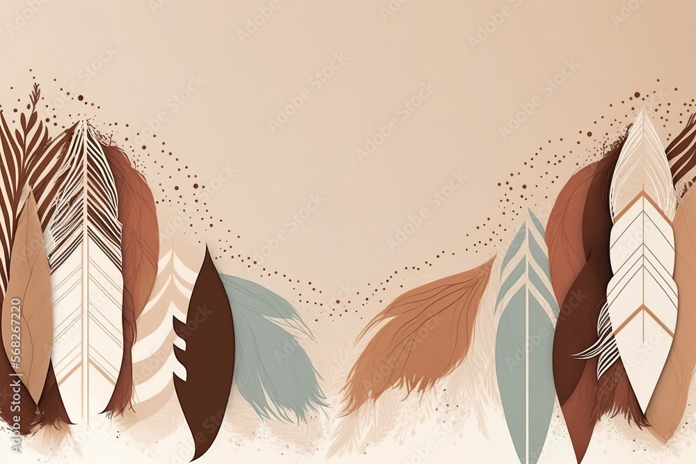 Stylish Boho Background with Simple Flat Minimalistic Muted Tone and ...