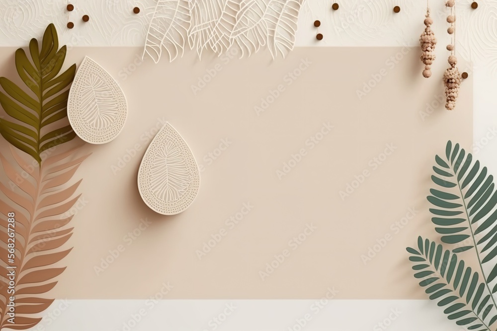 Stylish Boho Background with Simple Flat Minimalistic Muted Tone and ...