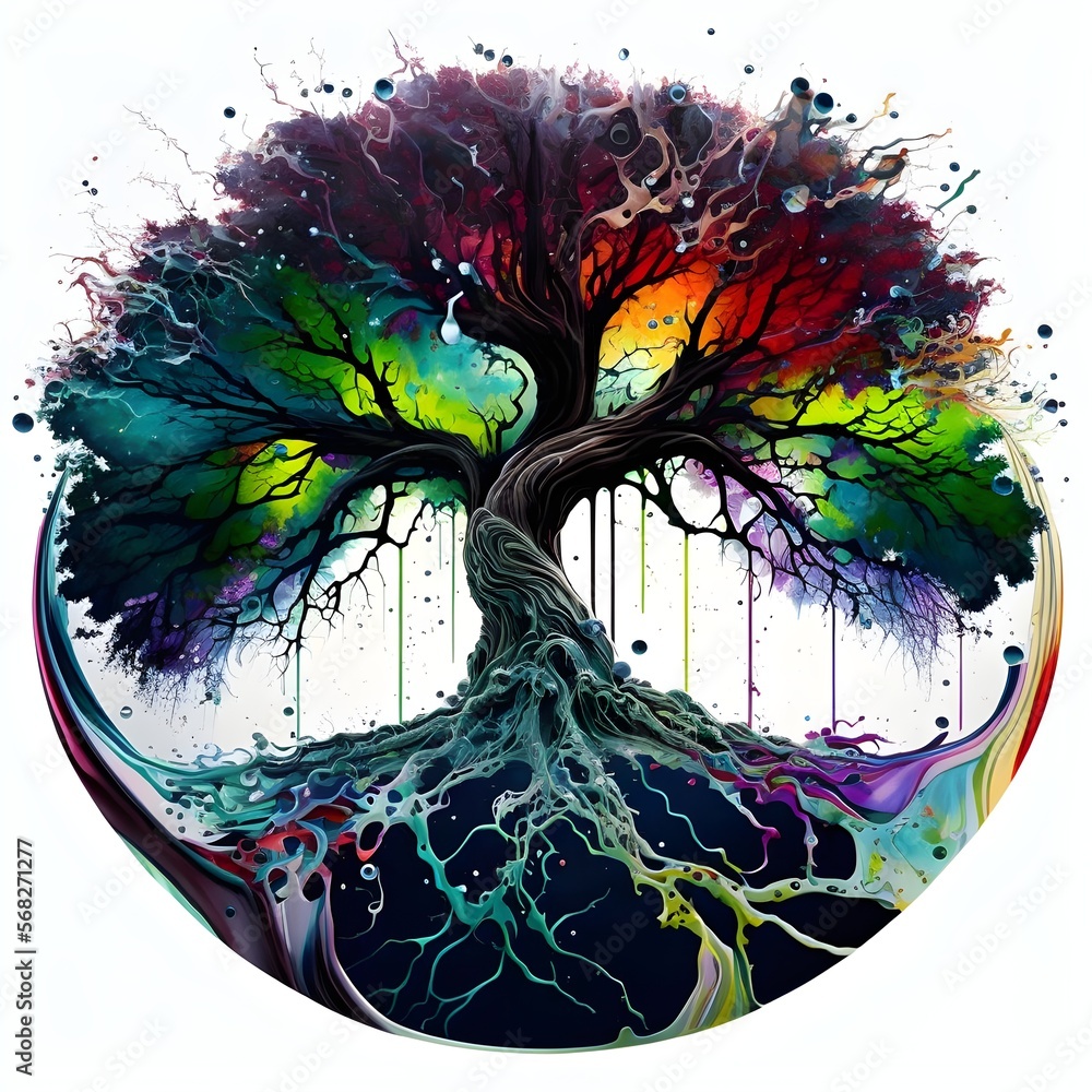 wet paint abstract organic trees hyperdetailed 3 colours cinema neon ...