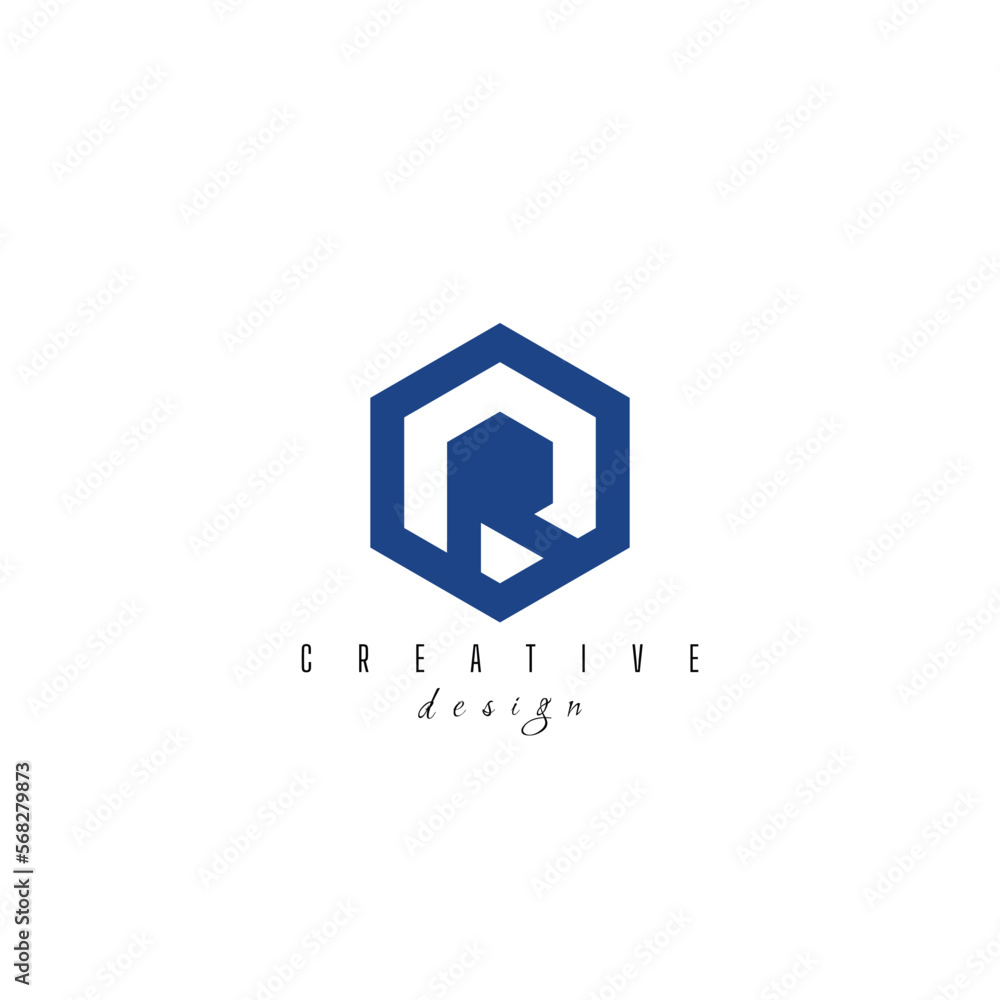 Abstract Letter R Logo, Green Geometric Shape rounded style isolated on ...