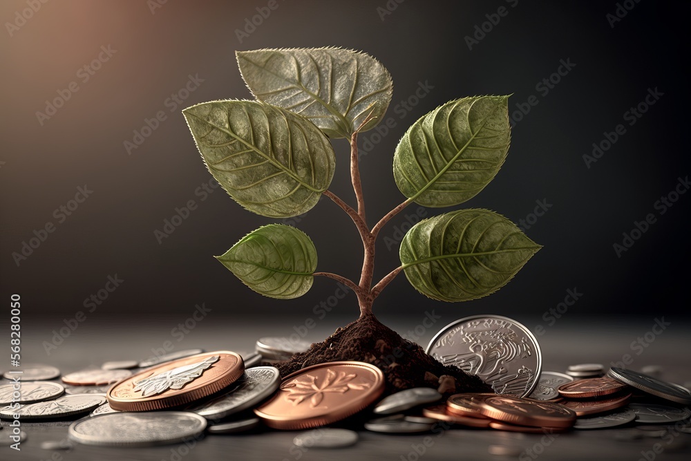 Increase your wealth with this eye-catching sprout and coins photo ...