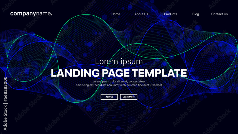 Abstract modern technology Landing page template, flowing line digital ...