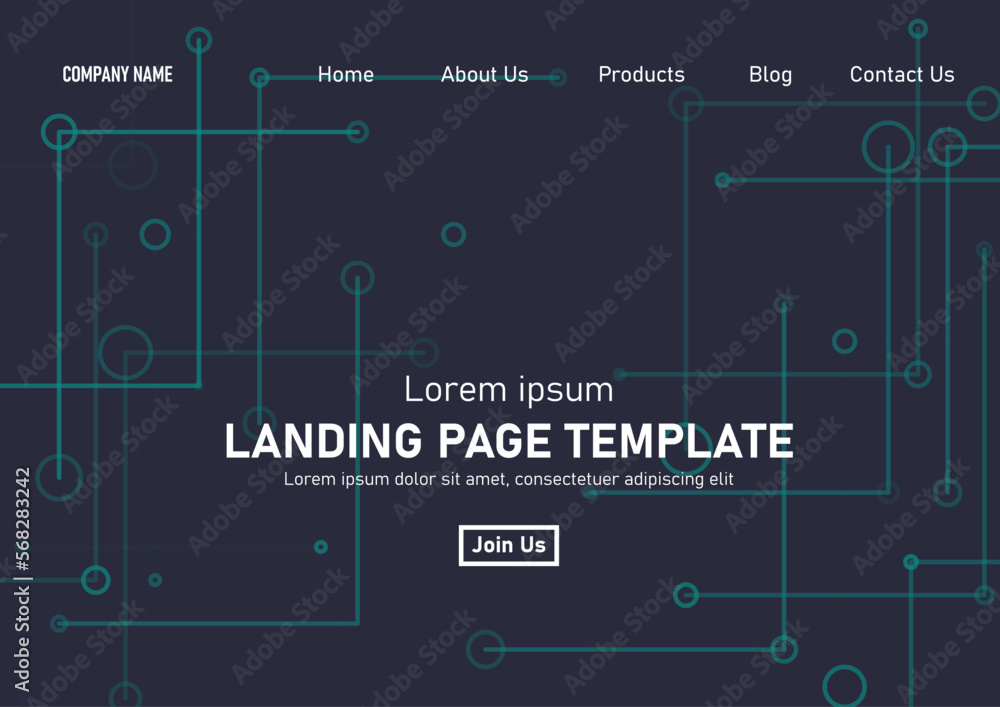 Abstract modern technology Landing page template, flowing line digital ...