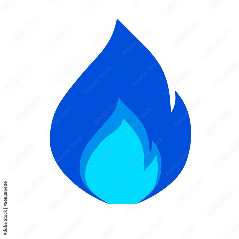 Blue fire icon. Symbol of burning natural gas. Illustration on ...