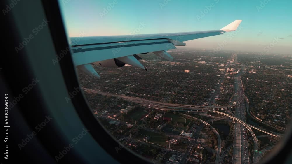 Vidéo Stock Airplane Landing in Miami USA. Beautiful aerial view of ...