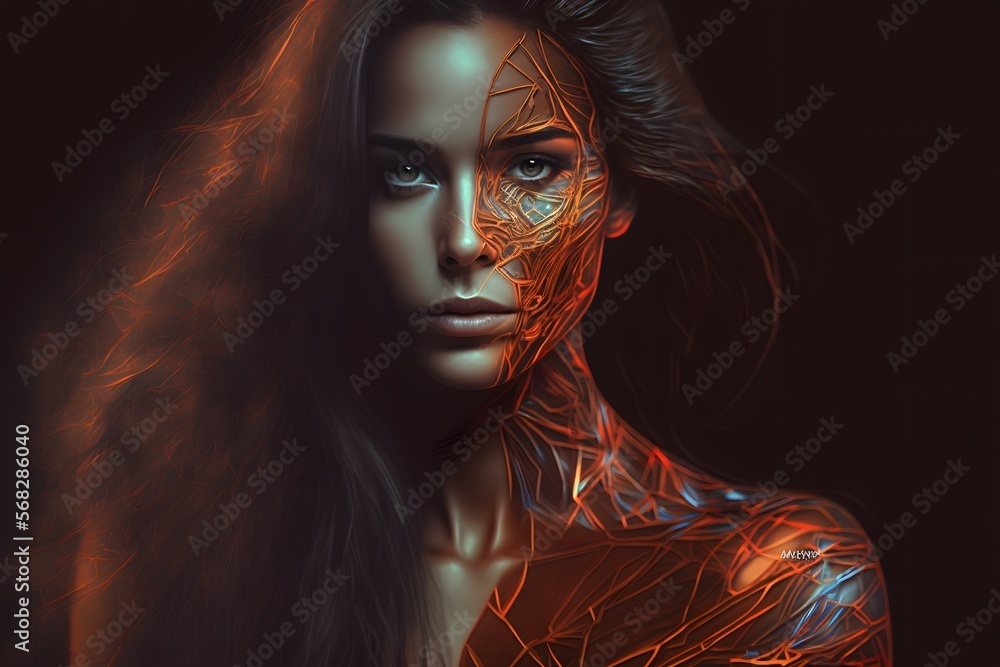 beautiful women created using Generative AI Technology Stock ...