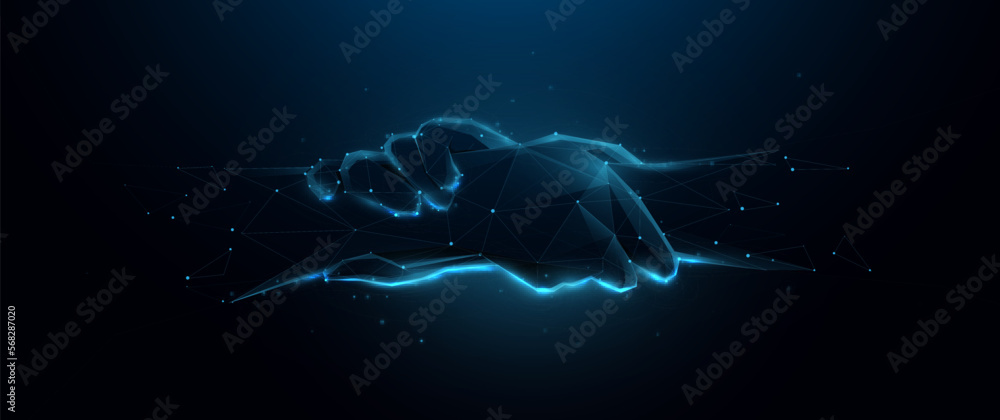 Low poly wireframe Connected hands. Handshake of business partners ...