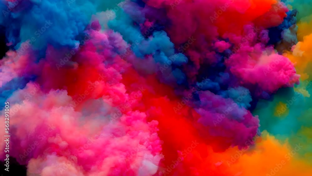 abstract blue red splash watercolor hand drawn background. Fantasy sky ...