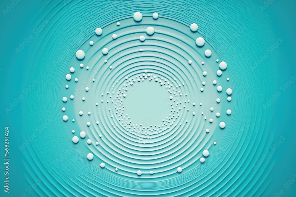 Blue mint water surface with rings and ripples, white water texture ...