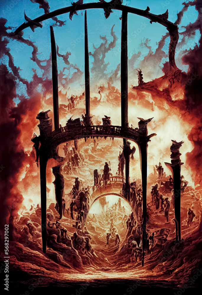 Places where humans are tortured, burned using hot lava and fire. Stock ...