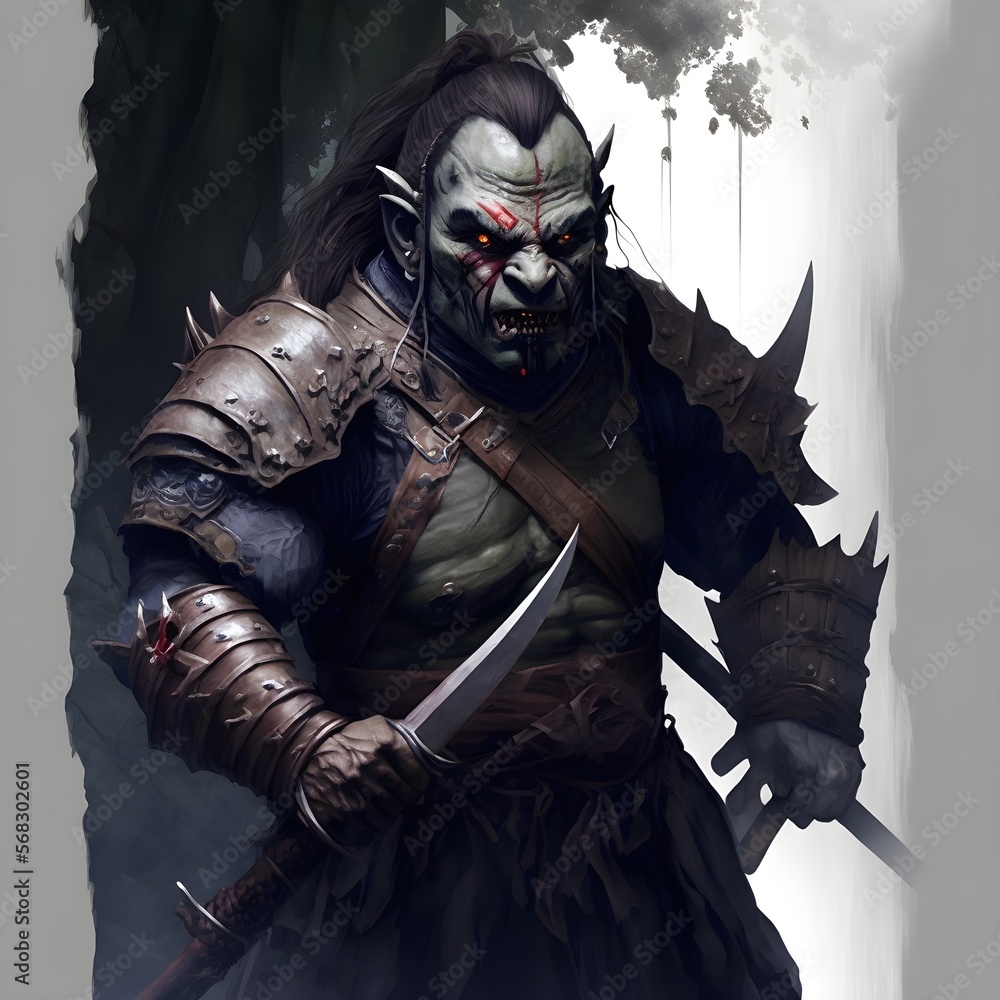 Male Orc Soldier from Lord of the Rings Urukhai dark skin holding a ...