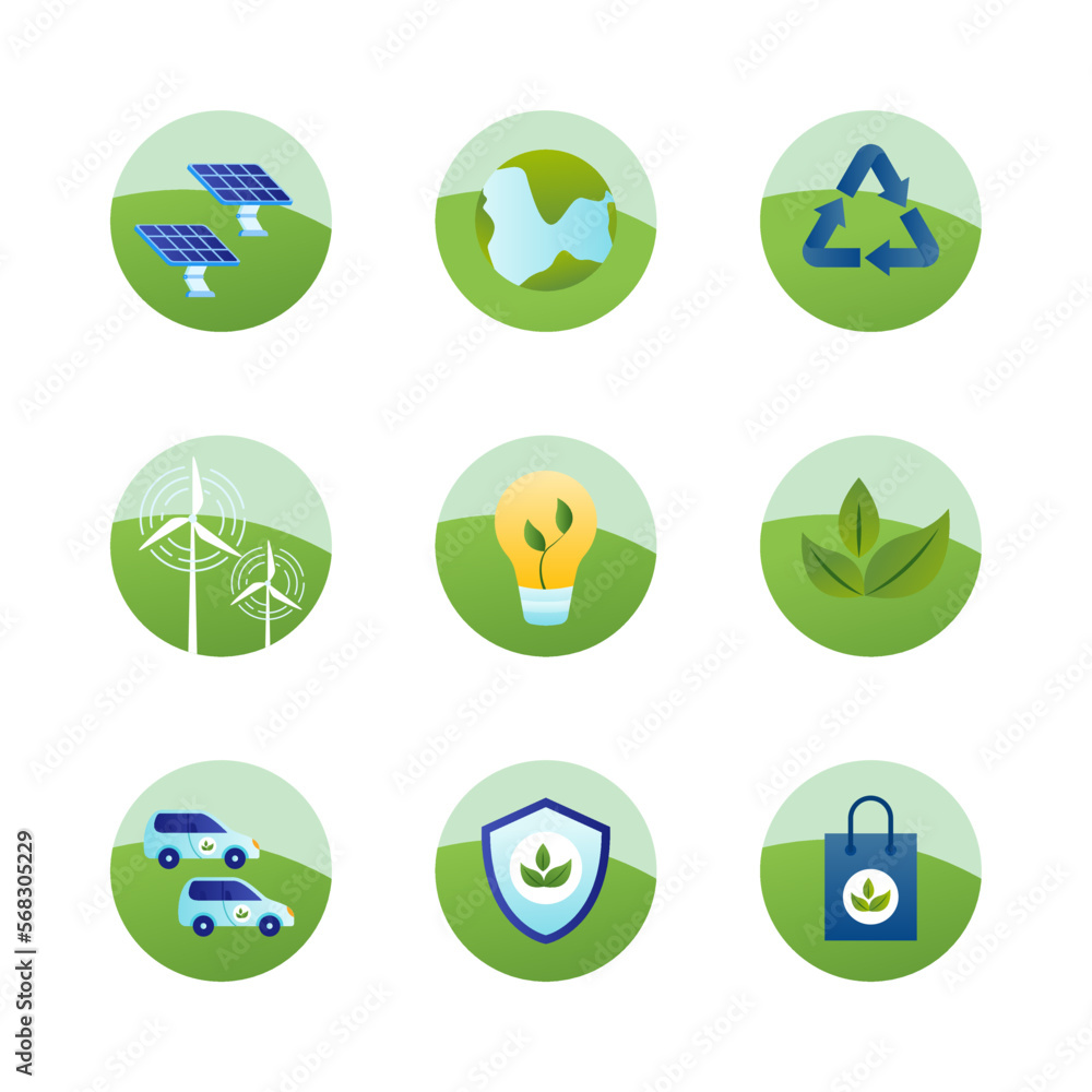 Renewable energy, save earth, solar panel, windmill, recycle ...