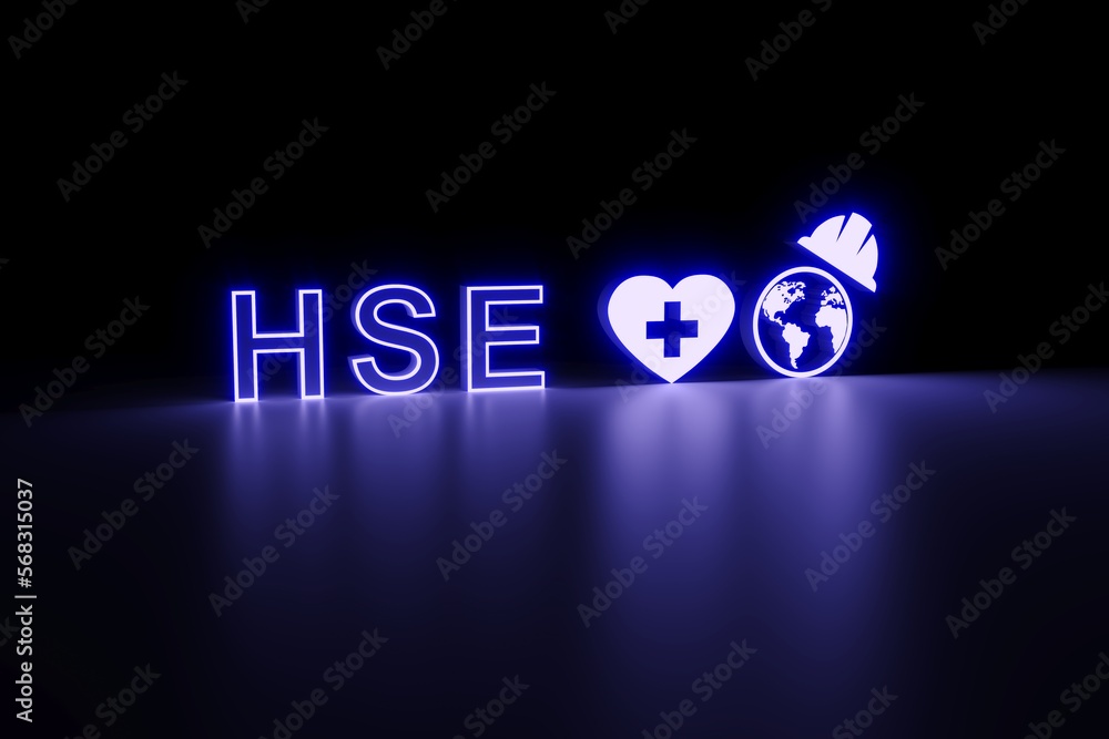 HSE neon concept self illumination background 3D illustration Stock ...